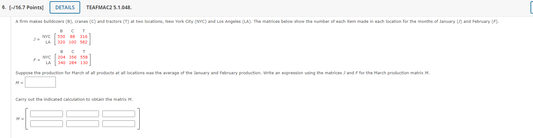 Solved 6. [-/16.7 Points] DETAILS TEAFMAC2 5.1.048. A firm | Chegg.com