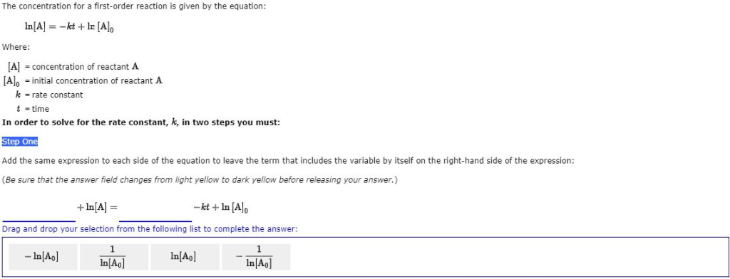 Solved The Concentration For A First Order Reaction Is Given