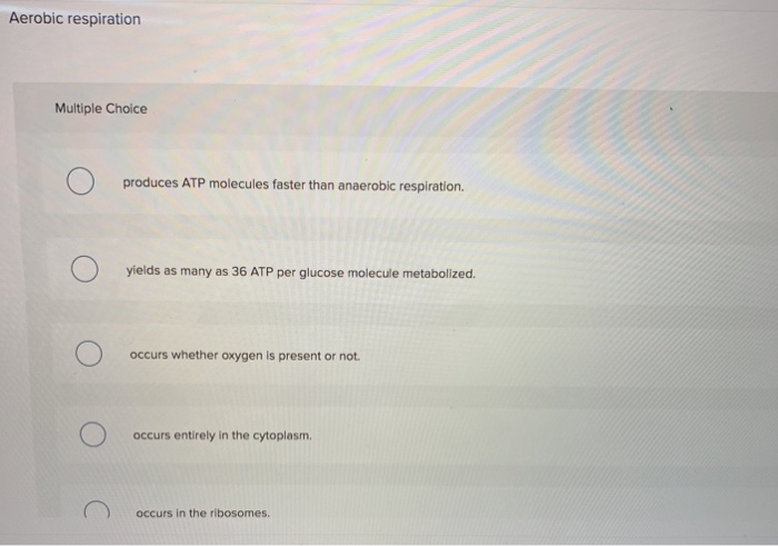 Solved Aerobic respiration Multiple Choice produces ATP | Chegg.com
