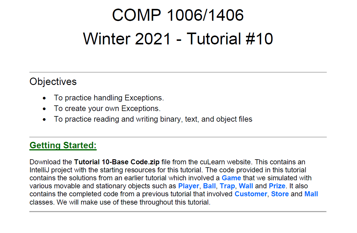 Solved COMP 1006/1406 Winter 2021 - Tutorial #10 Objectives | Chegg.com