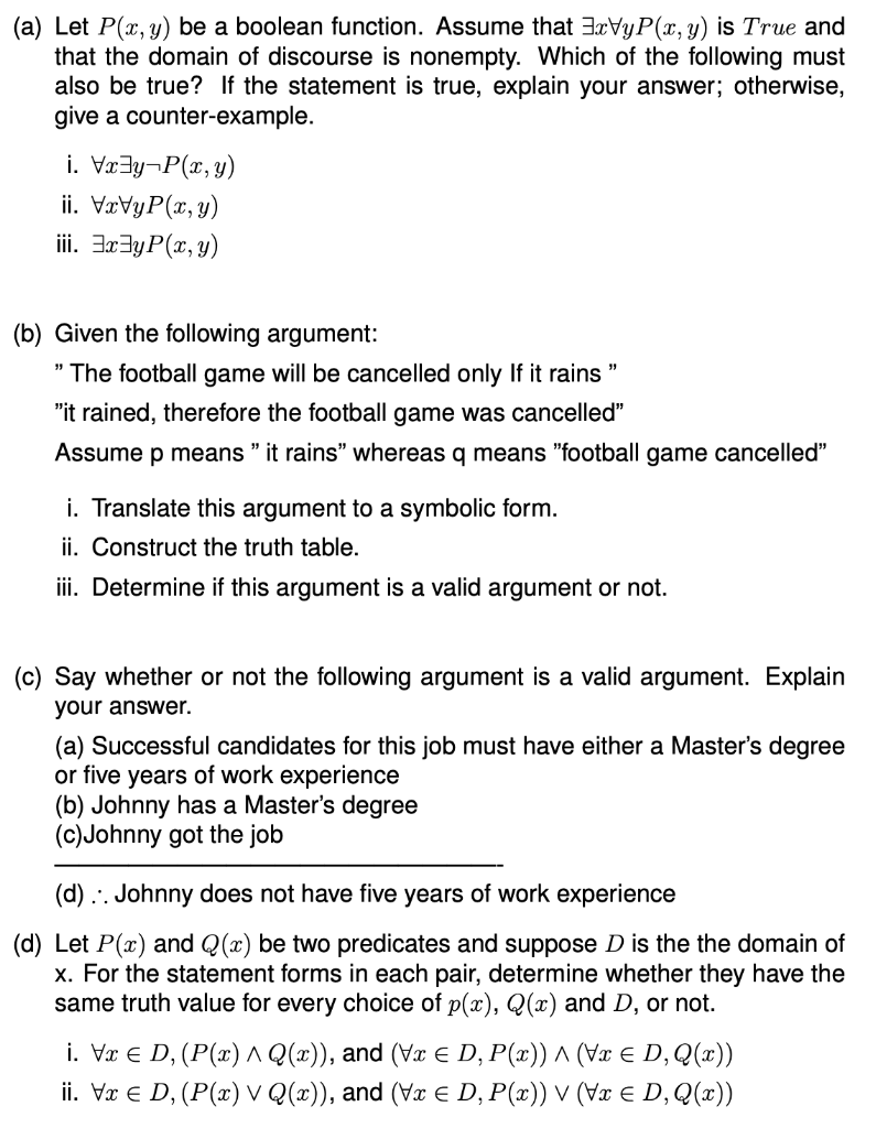 Solved A Let P X Y Be A Boolean Function Assume That