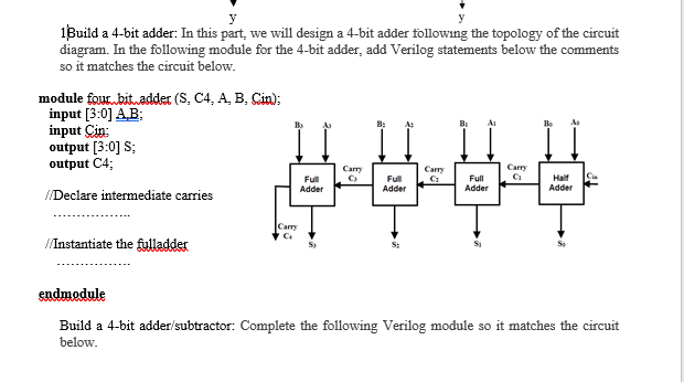 Solved у 1Build a 4-bit adder: In this part, we will design | Chegg.com