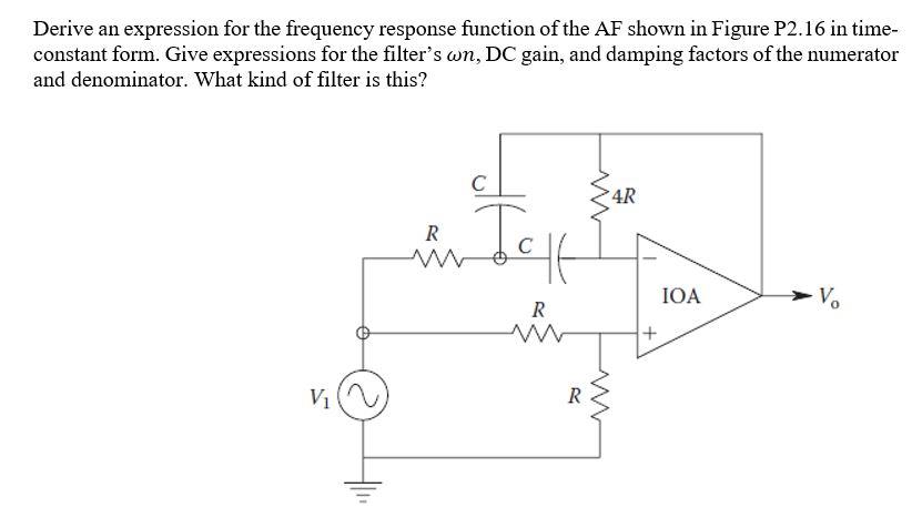 Solved Derive an expression for the frequency response | Chegg.com