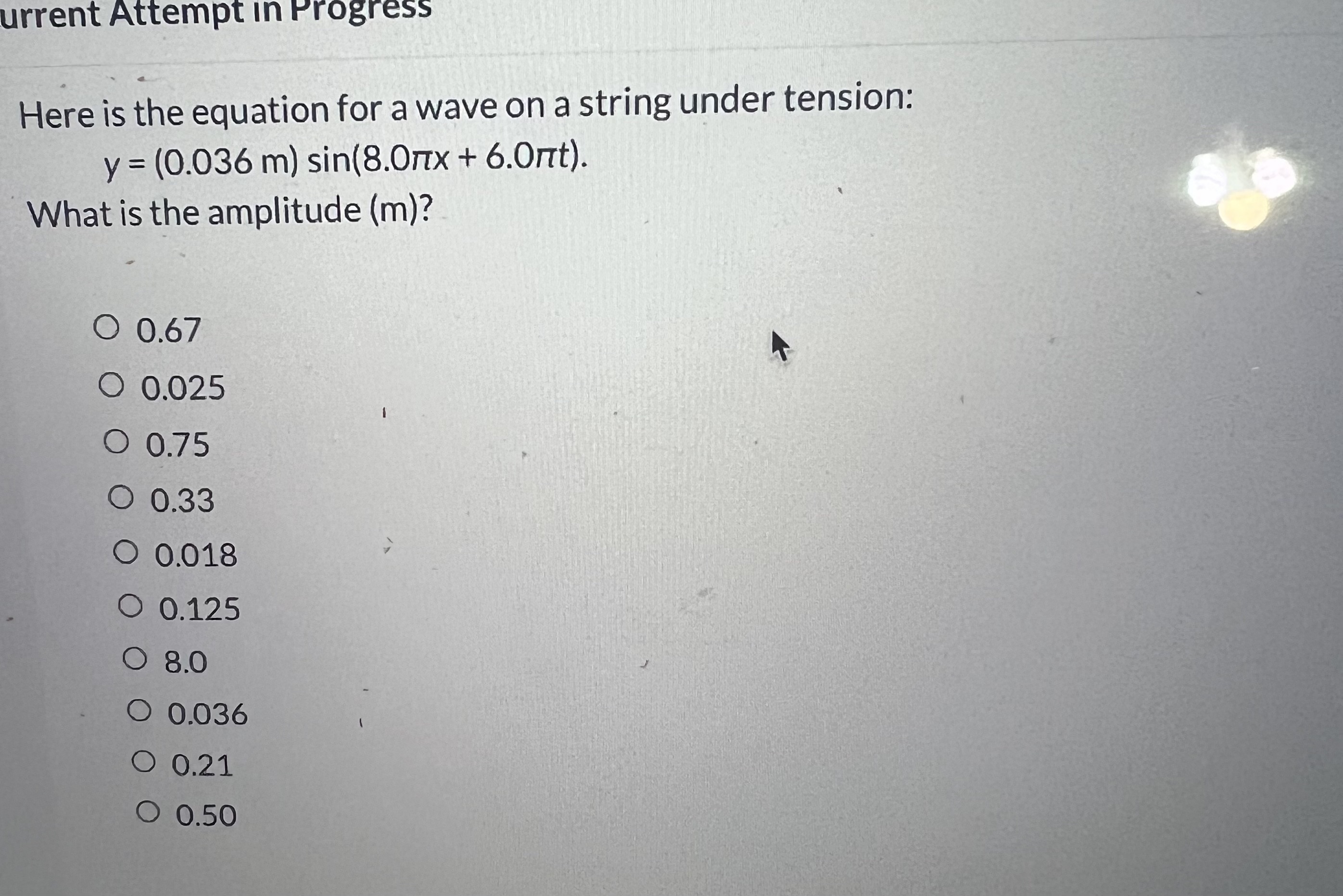 Solved Here is the equation for a wave on a string under | Chegg.com