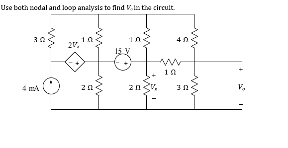Solved Use both nodal and loop analysis to find \\( V_{o} | Chegg.com