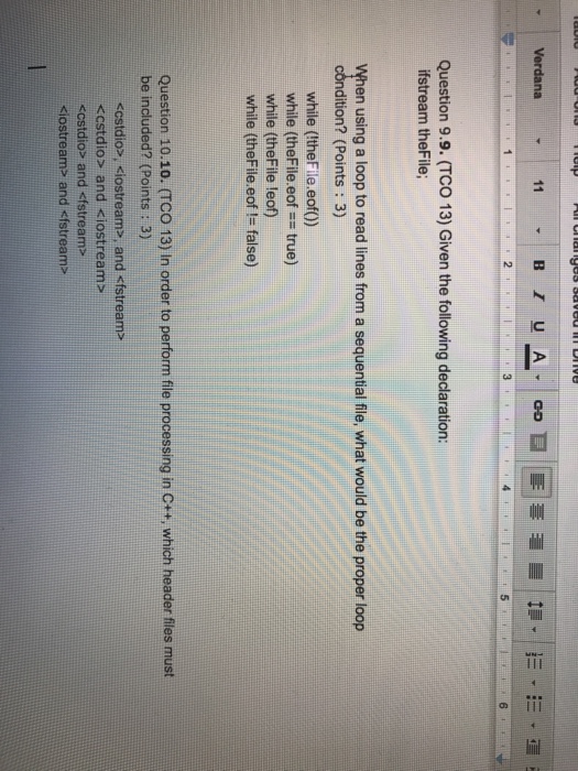 Solved Given The Following Declaration Ifstream Thefile