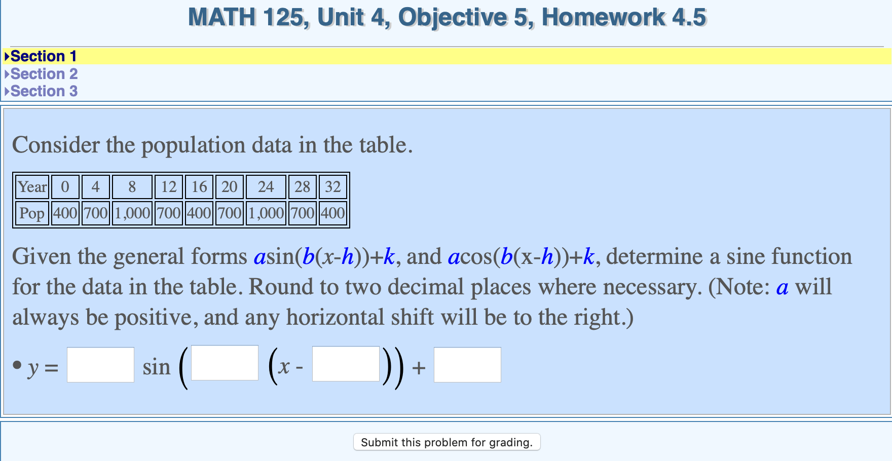 Solved MATH 125, Unit 4, Objective 5, Homework 4.5 Section 1 | Chegg.com