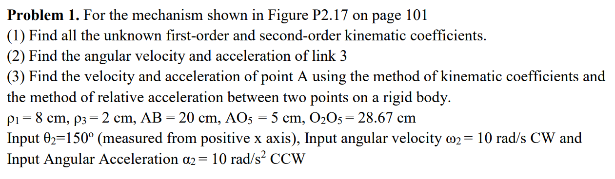 Solved Problem 1. For the mechanism shown in Figure P2.17 on | Chegg.com