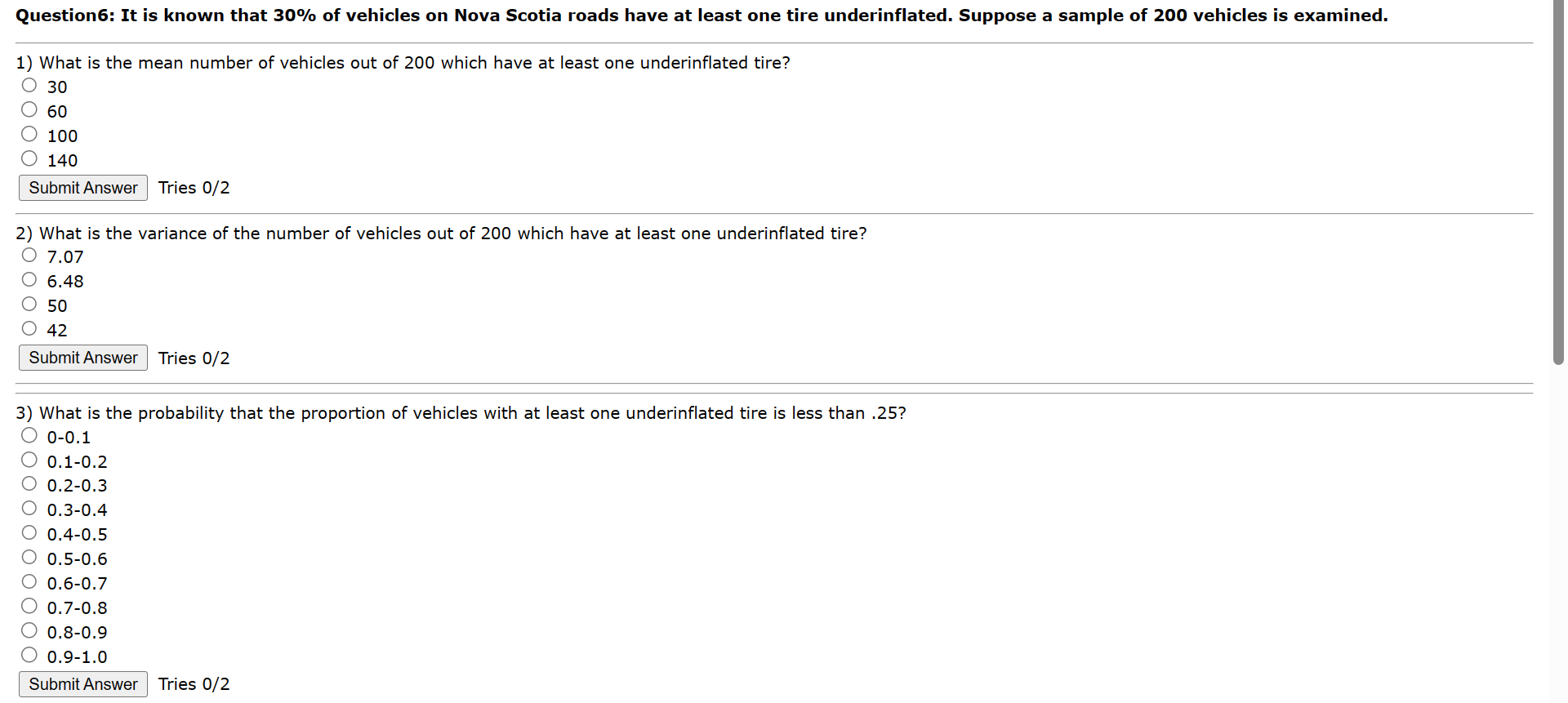 Solved 1) What is the mean number of vehicles out of 200 | Chegg.com