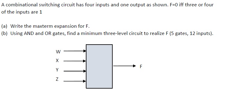 Solved A combinational switching circuit has four inputs and | Chegg.com