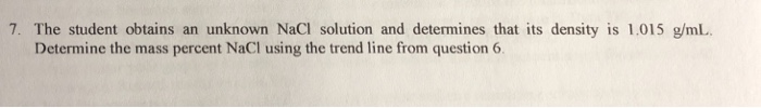 7. The student obtains an unknown NaCI solution and | Chegg.com