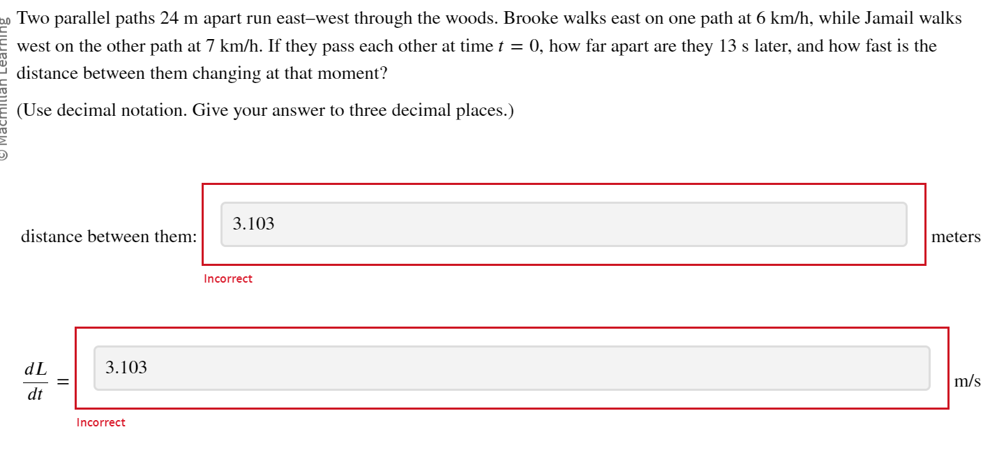 Two parallel paths 24 m apart run east-west through | Chegg.com