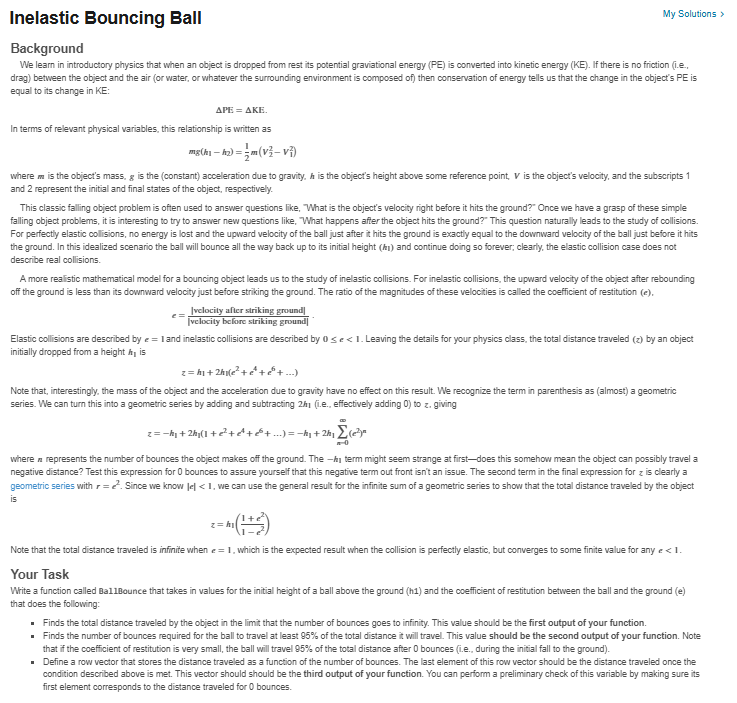 Inelastic Bouncing BallBackgroundWe ﻿learn in | Chegg.com