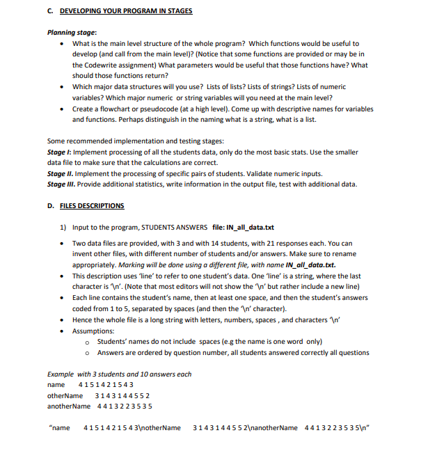 C. DEVELOPING YOUR PROGRAM IN STAGES Planning stage: | Chegg.com