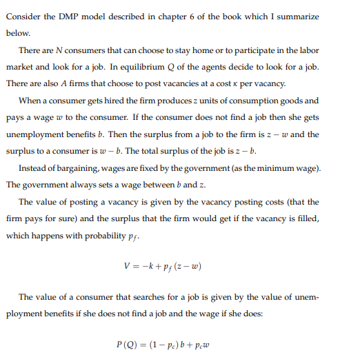 Consider the DMP model described in chapter 6 of the | Chegg.com