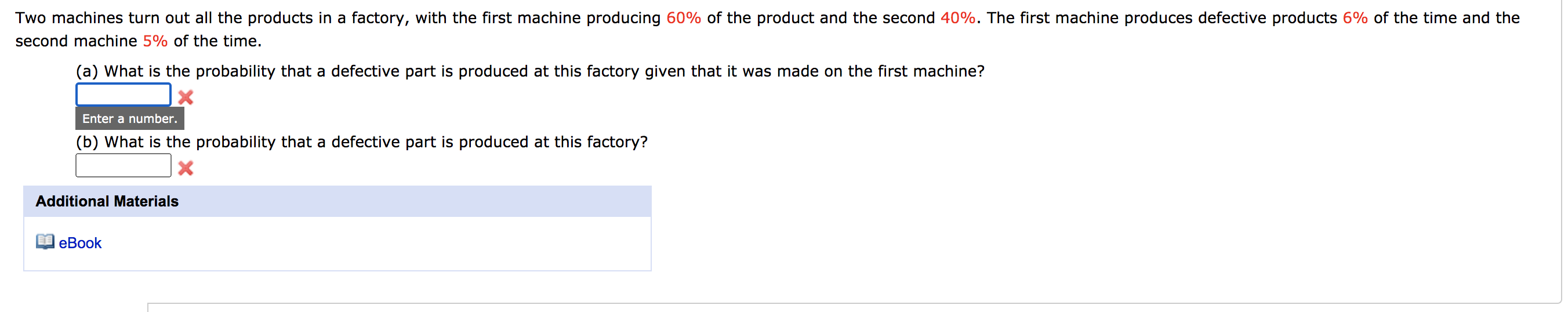 Solved Two machines turn out all the products in a factory, | Chegg.com