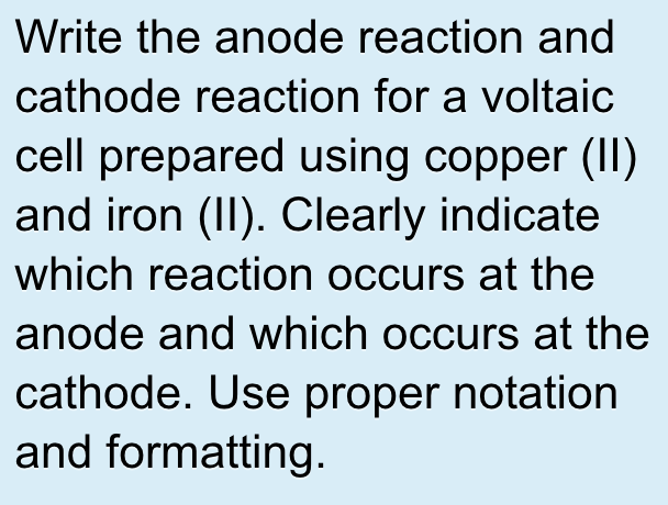 Solved Write the anode reaction and cathode reaction for a | Chegg.com