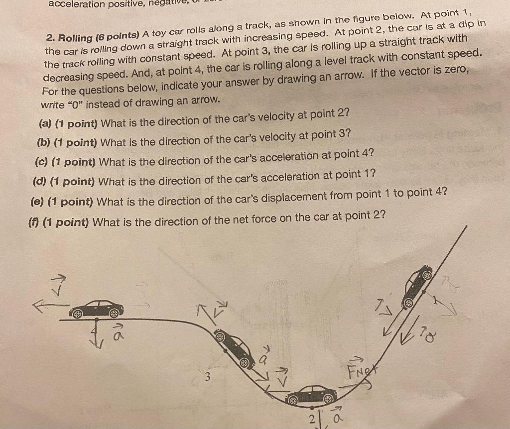 Solved 2. Rolling (6 points) A toy car rolls along a track, | Chegg.com