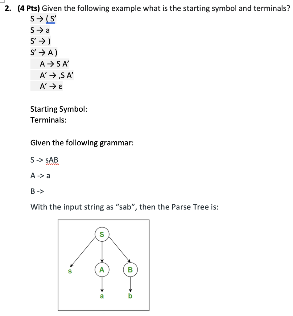 Solved (5 Pts) Given the following example what is the | Chegg.com