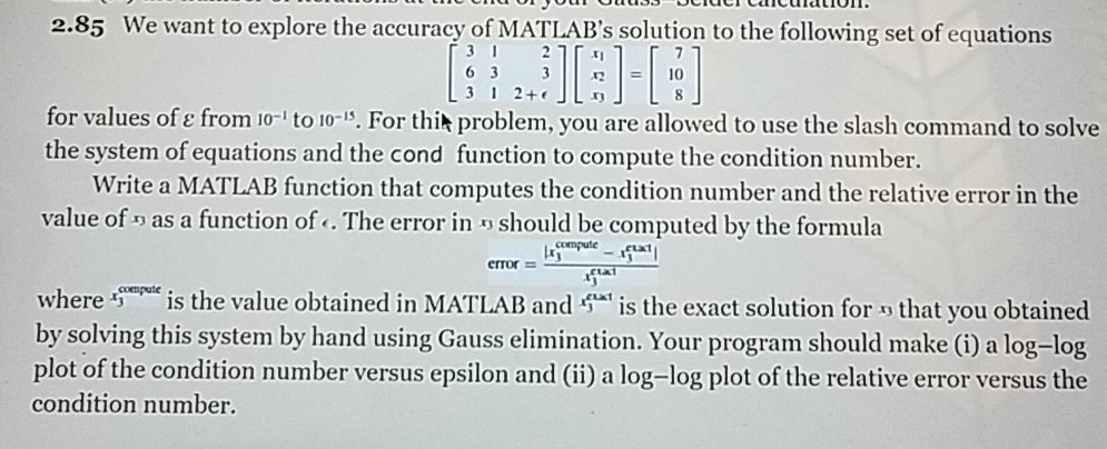 Solved 2.85 We want to explore the accuracy of MATLAB's | Chegg.com