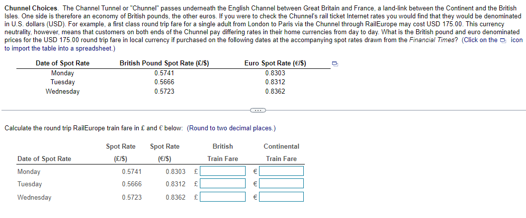 Solved Chunnel Choices. The Channel Tunnel or "Chunnel" | Chegg.com
