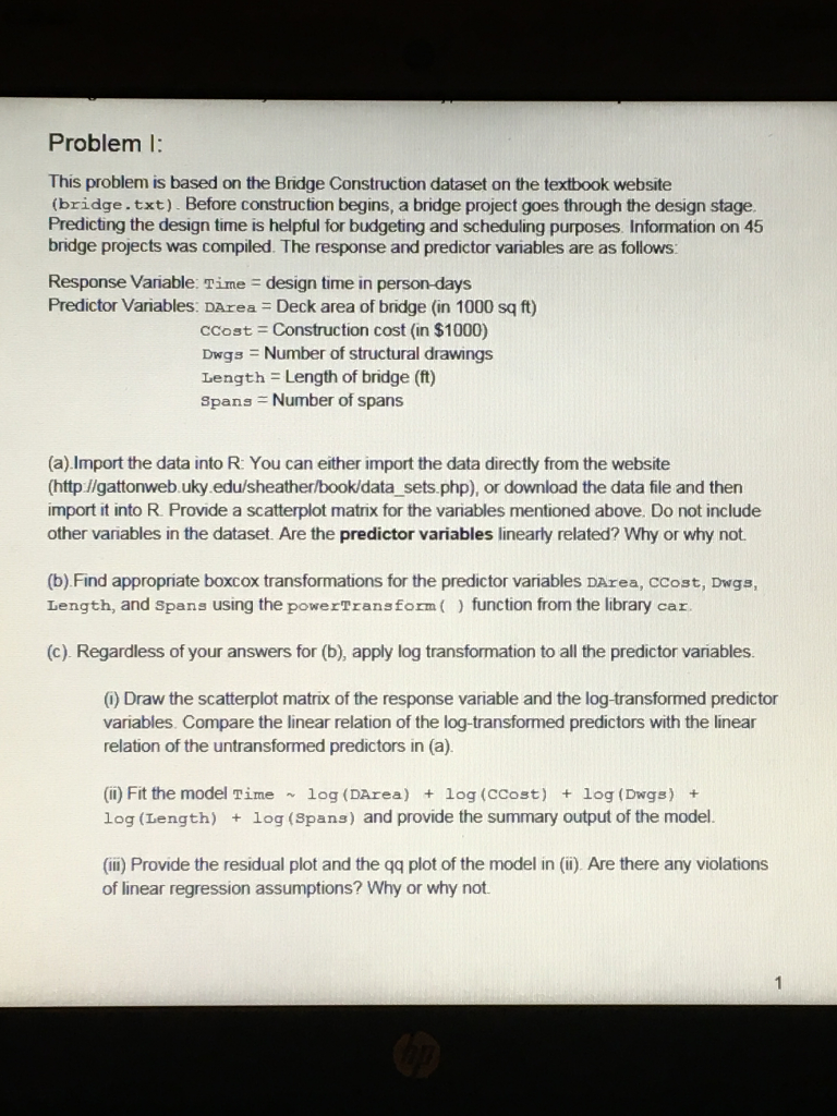 Problem I This problem is based on the Bridge | Chegg.com