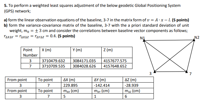 5 To Perform A Weighted Least Squares Adjustment Of