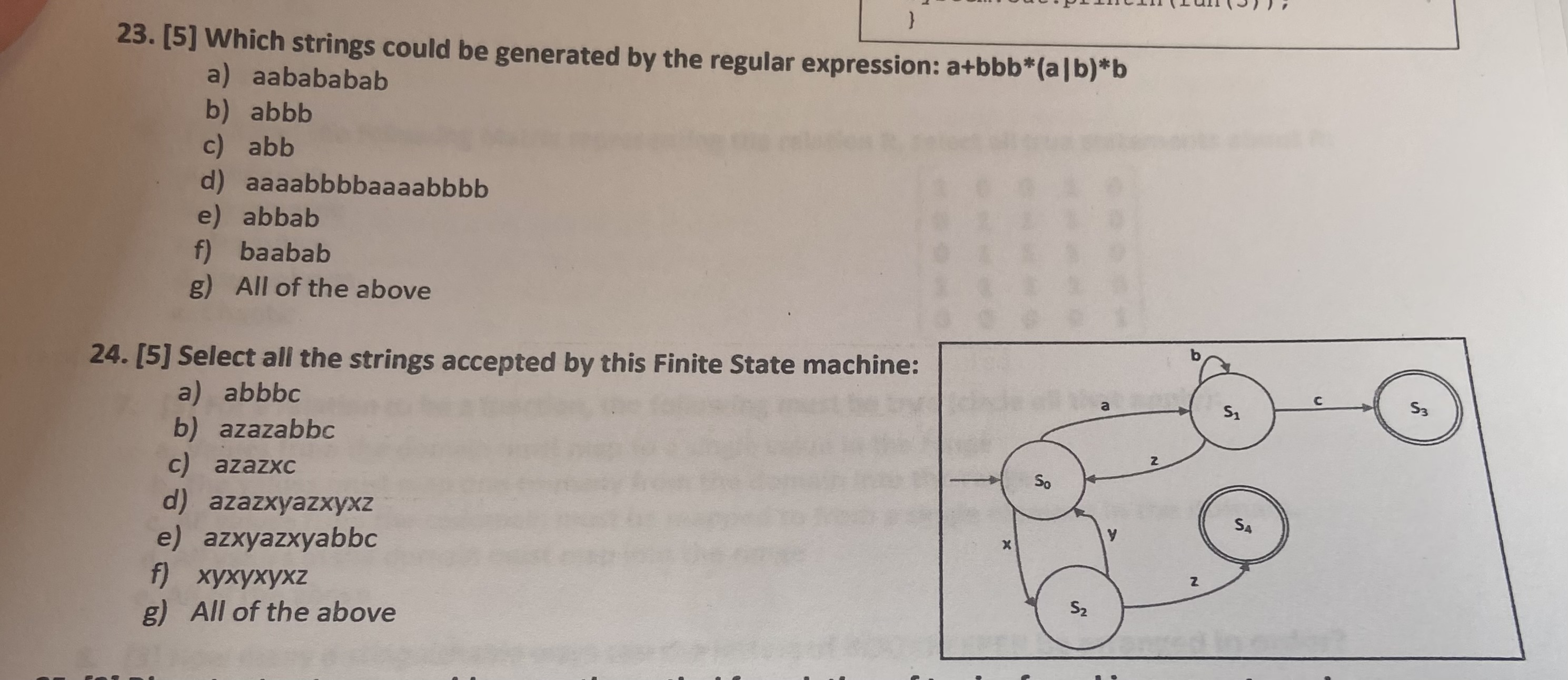 Solved 23. [5] Which strings could be generated by the | Chegg.com