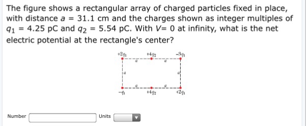 Solved The figure shows a rectangular array of charged | Chegg.com