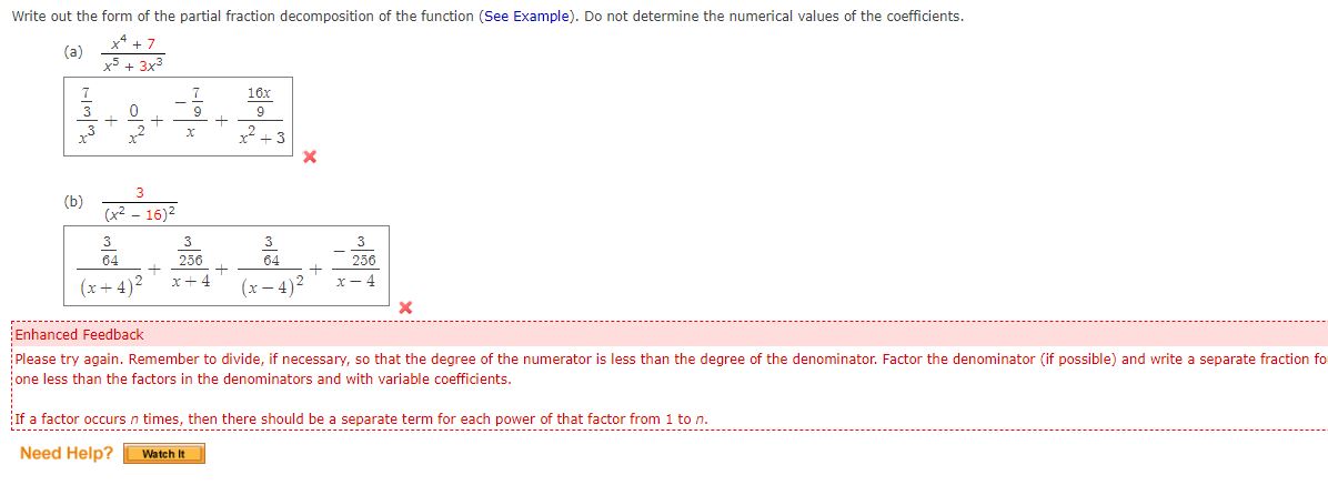 Solved Write out the form of the partial fraction | Chegg.com