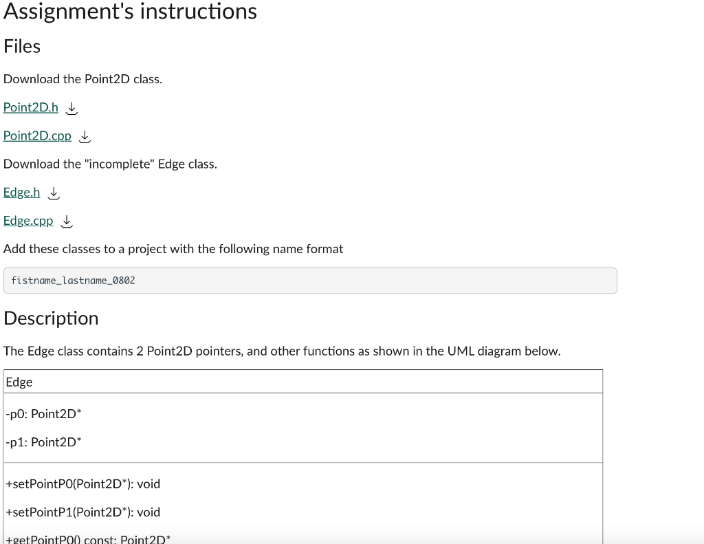 Solved Assignment's instructions Files Download the Point2D | Chegg.com