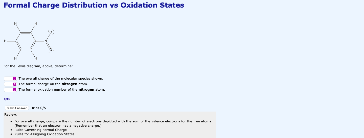 Solved Formal Charge Distribution vs Oxidation States H H H | Chegg.com