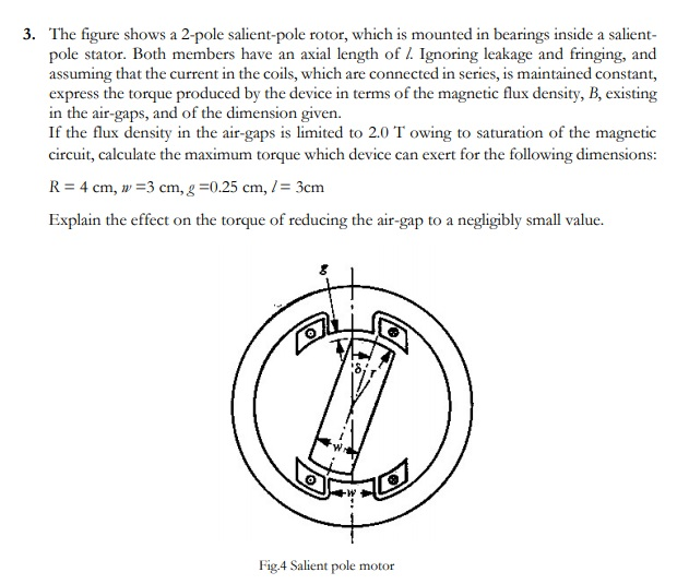 Solved 3. The figure shows a 2-pole salient-pole rotor, | Chegg.com