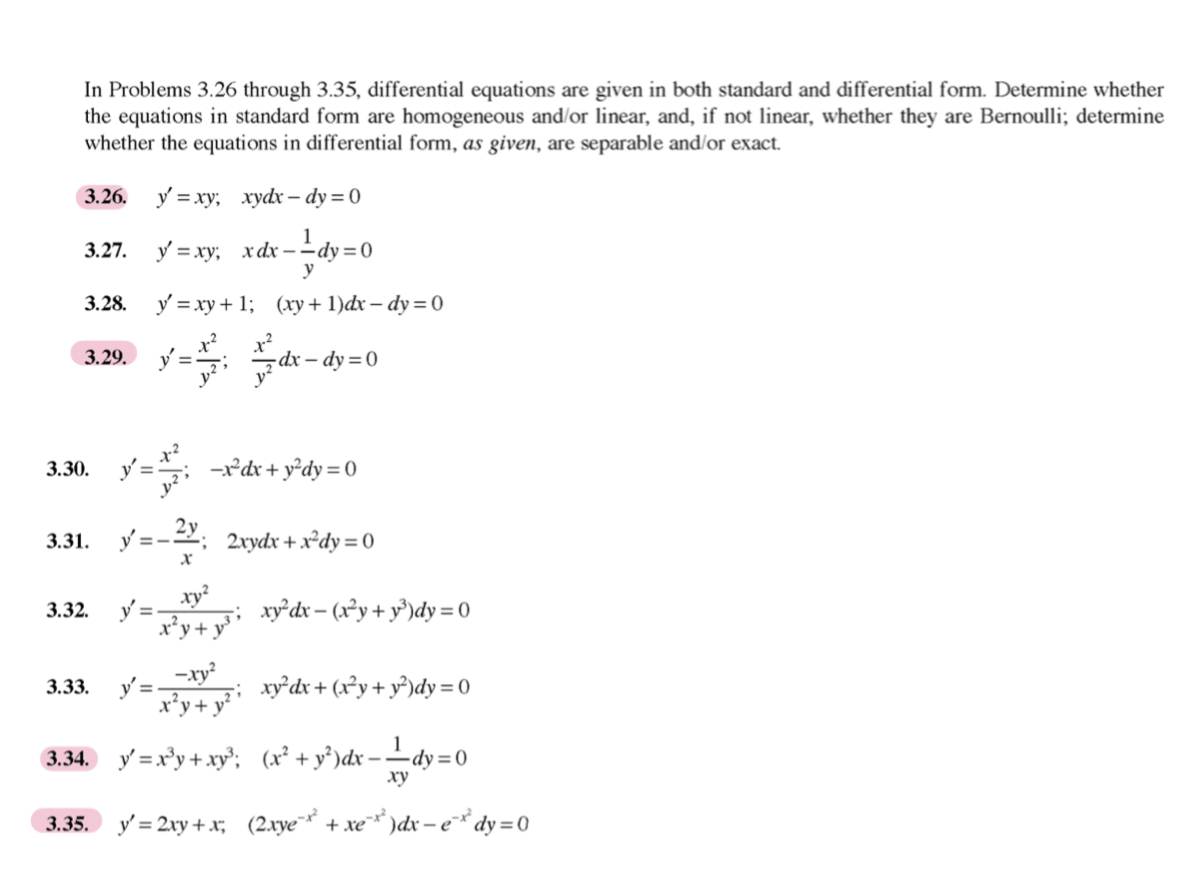 Solved In Problems 3.26 ﻿through 3.35, ﻿differential | Chegg.com
