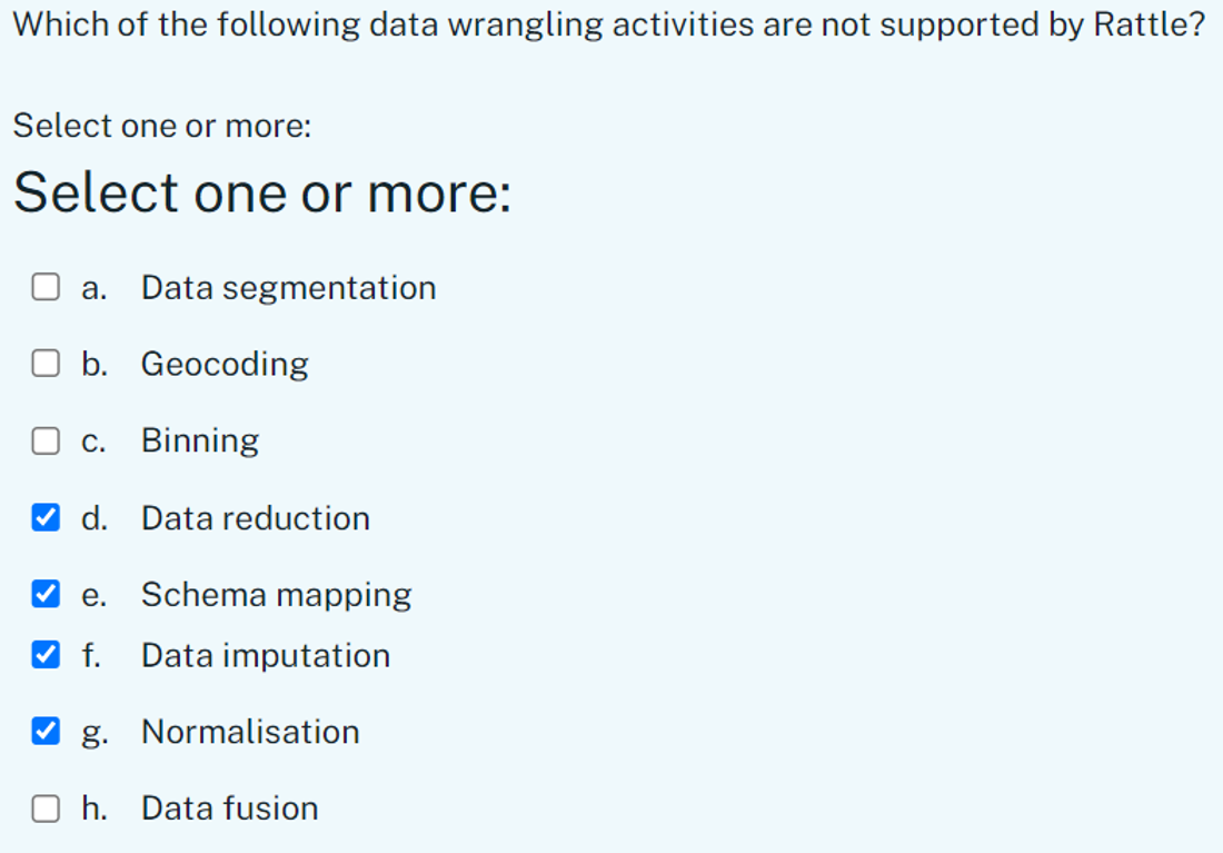 Solved Which of the following data wrangling activities are | Chegg.com