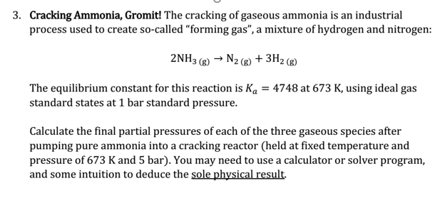 3. Cracking Ammonia, Gromit! The cracking of gaseous | Chegg.com