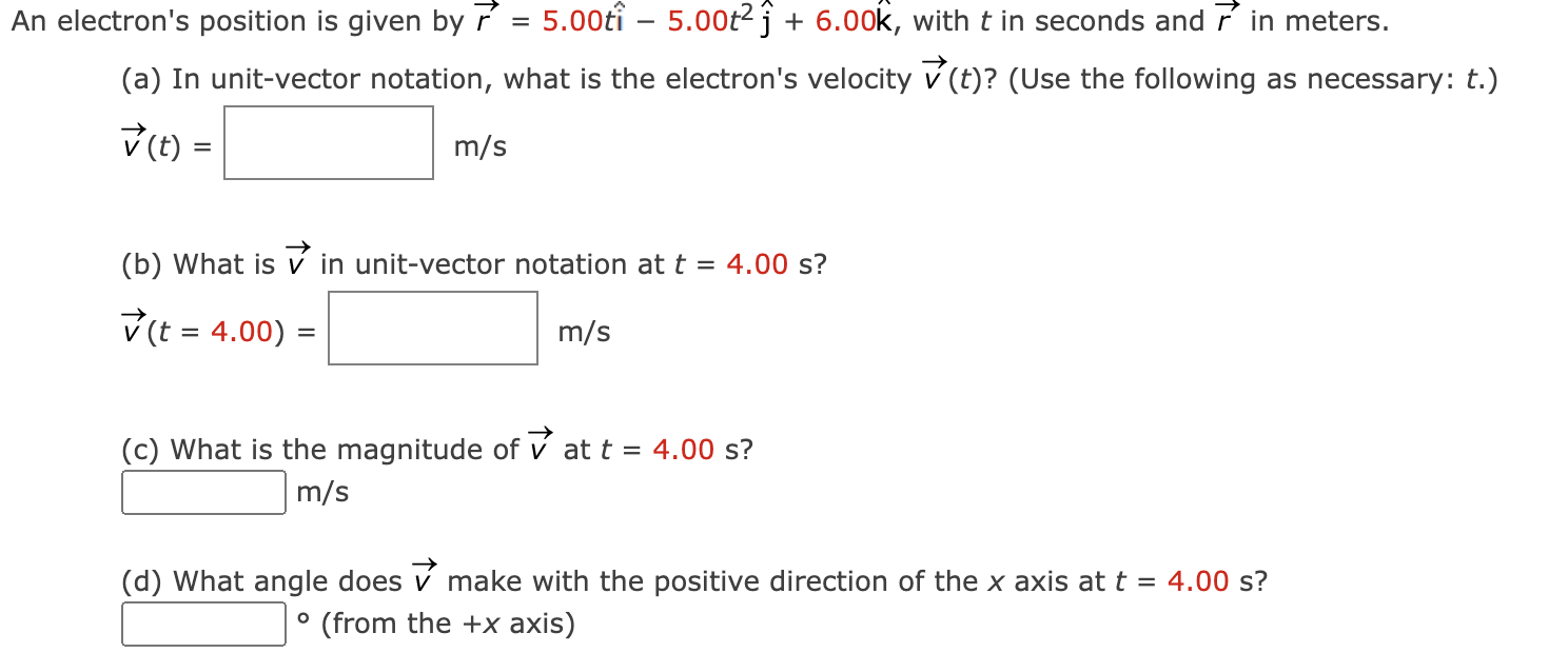 Solved electron's position is given by | Chegg.com
