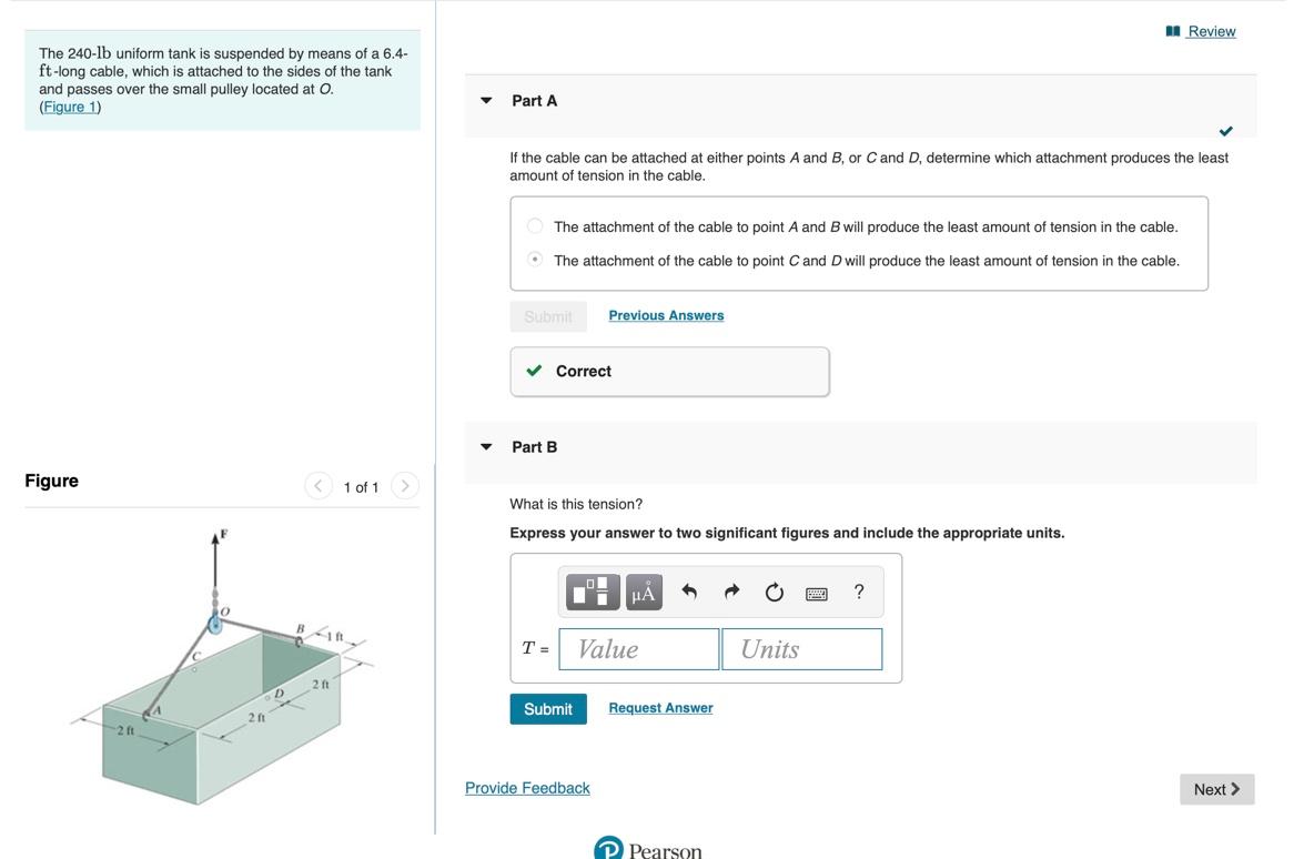 Solved Review The 240-lb uniform tank suspended by means of | Chegg.com