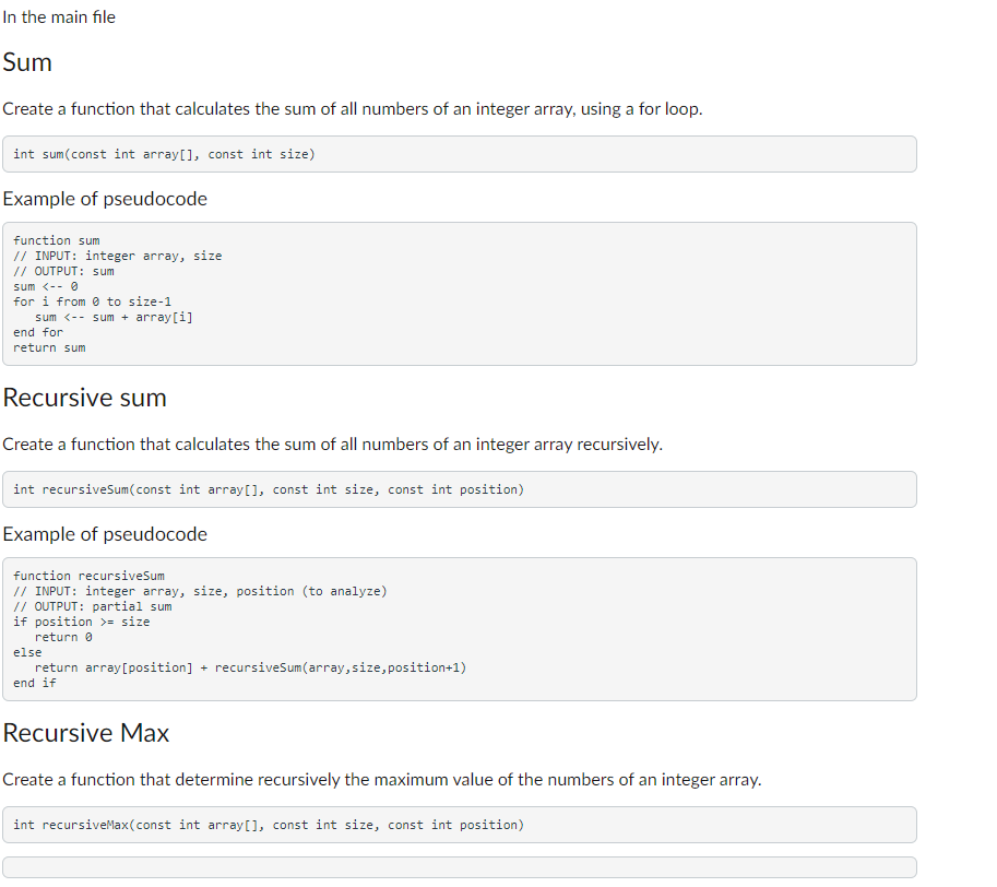 Solved In the main file Sum Create a function that | Chegg.com