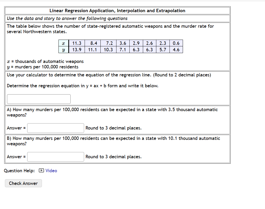 Linear Regression Application, Interpolation and | Chegg.com