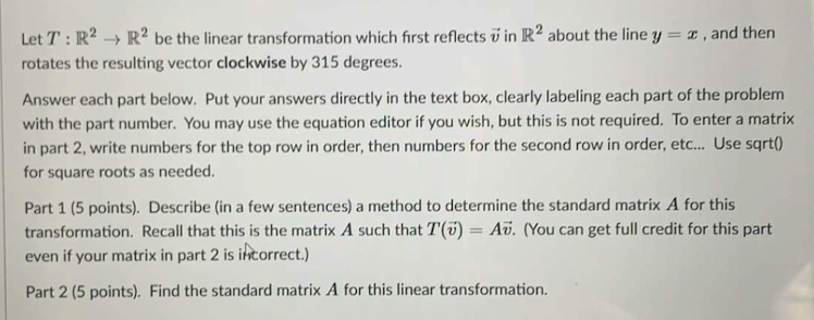 Solved Let T : R2 R2 be the linear transformation which | Chegg.com