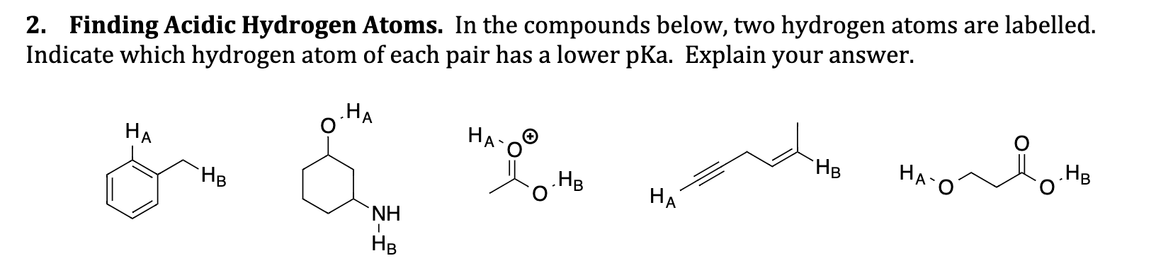 Solved 2. Finding Acidic Hydrogen Atoms. In the compounds | Chegg.com