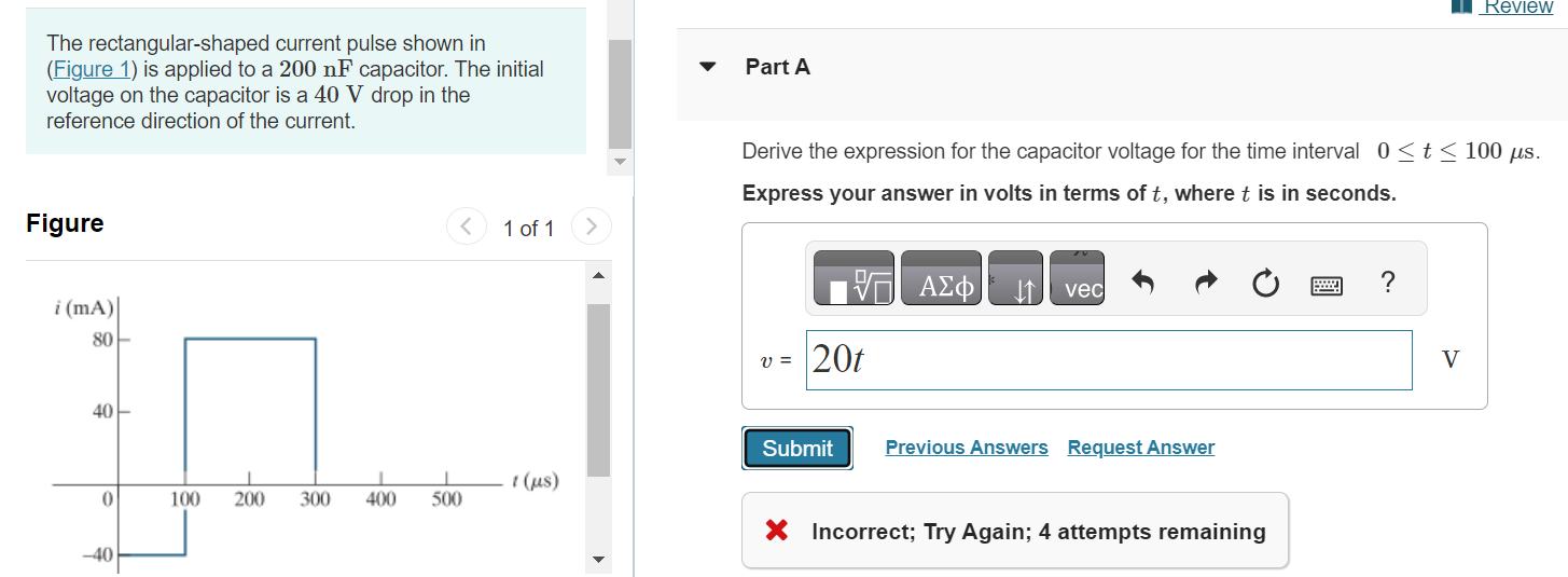 Solved The rectangular-shaped current pulse shown in (Figure | Chegg.com