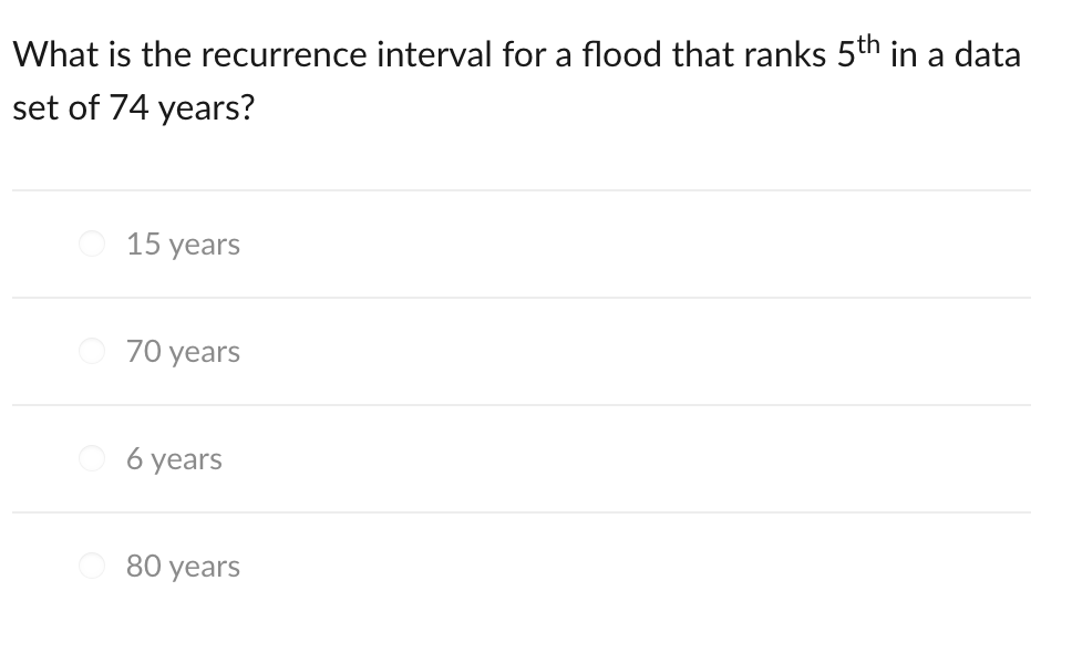 Solved What is the recurrence interval for a flood that | Chegg.com