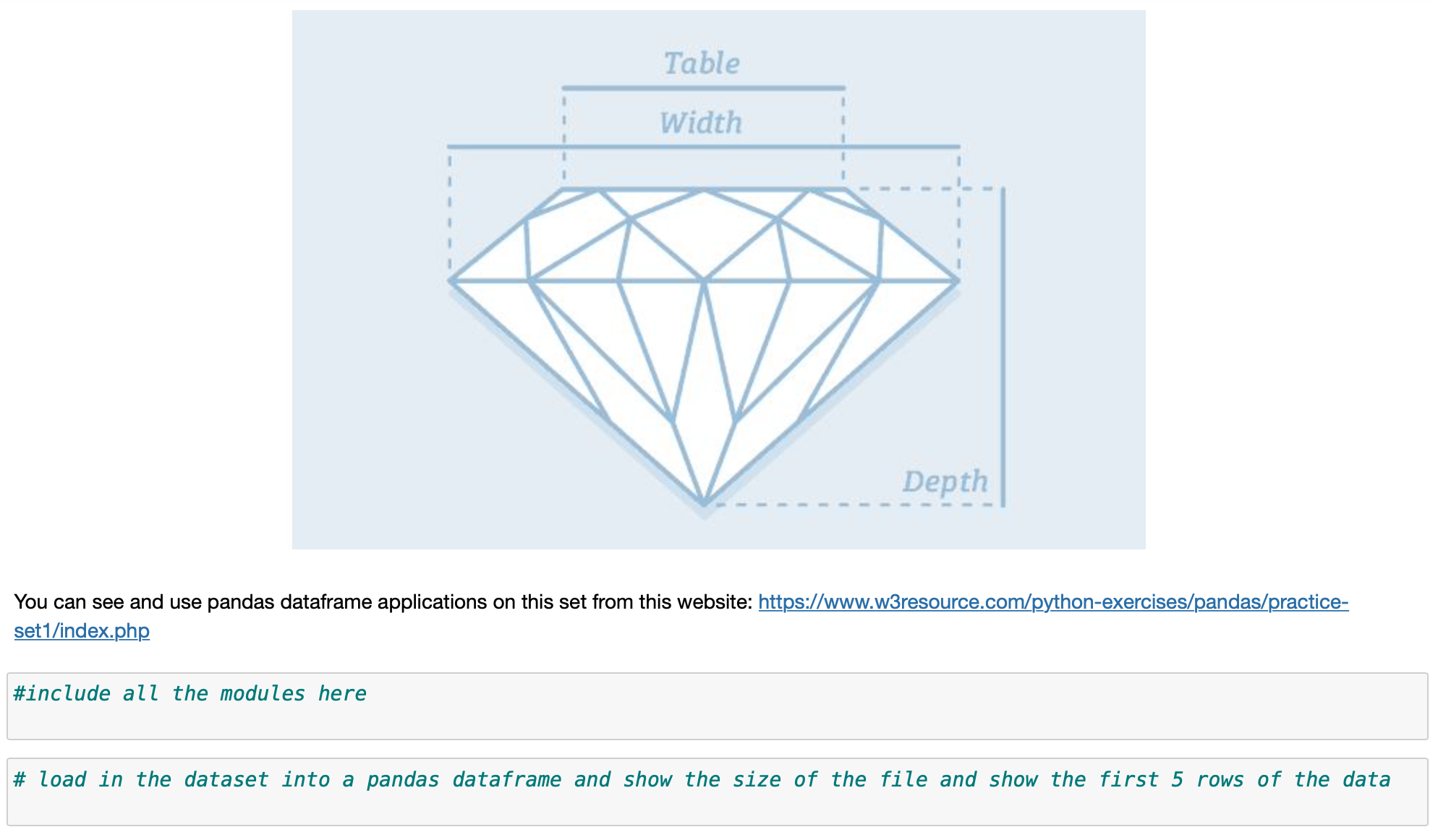 Solved In this project, you will use the diamonds dataset | Chegg.com
