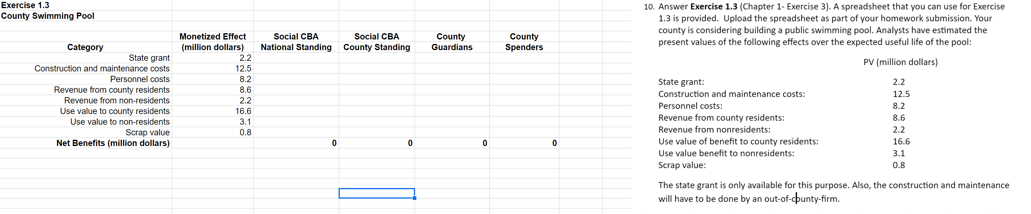 Solved Exercise 1.3 County Swimming Pool 10. Answer Exercise | Chegg.com