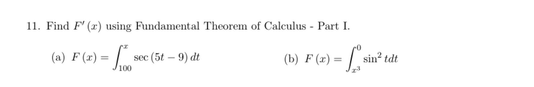 Solved Find F'(x) ﻿using Fundamental Theorem of Calculus - | Chegg.com