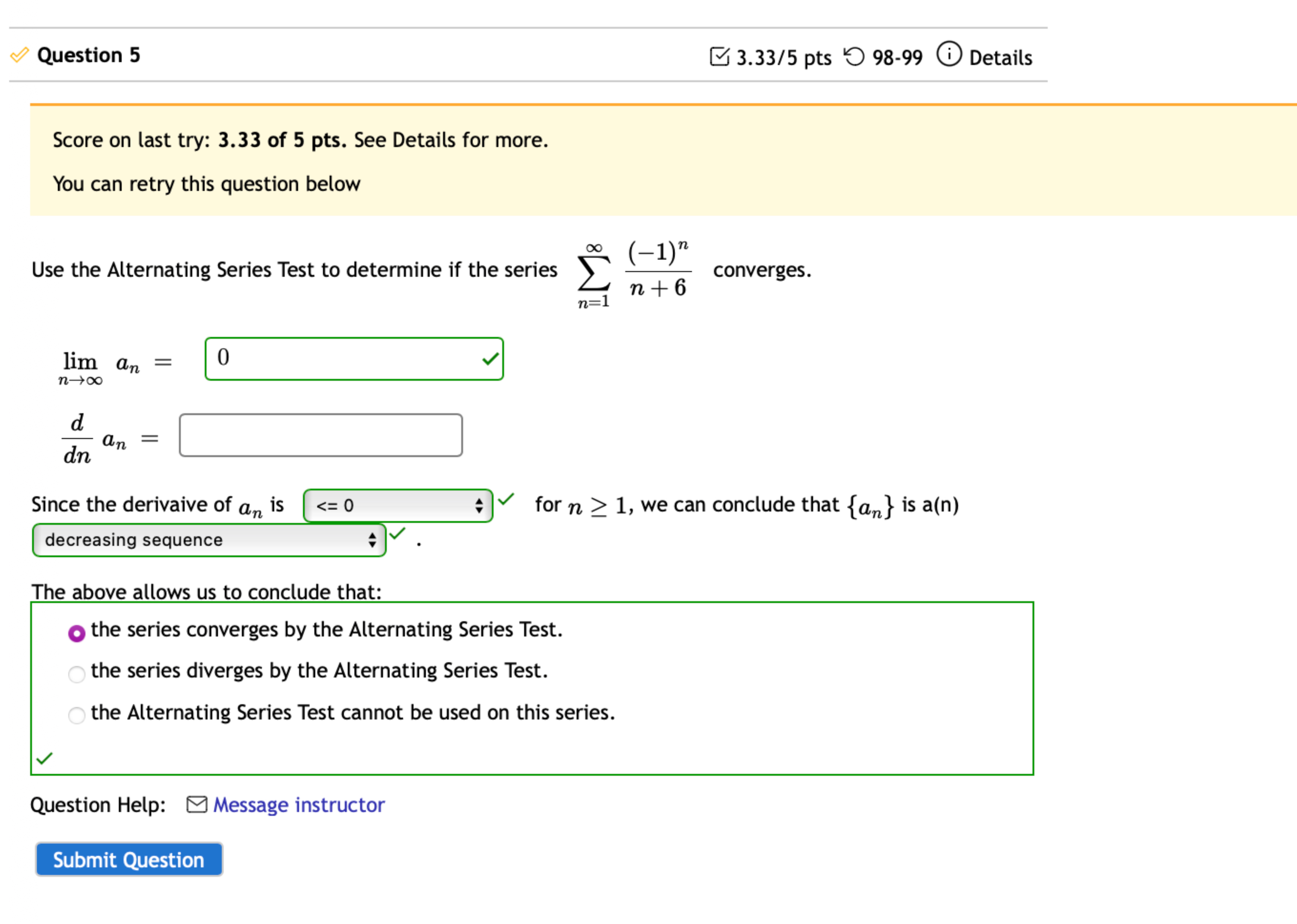 Solved Score on last try: 3.33 ﻿of 5 ﻿pts. ﻿See Details for | Chegg.com
