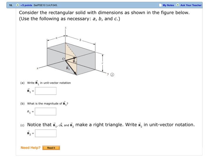 Solved 18. 13 points SerPSE10 3AP045. My Notes Ask Your | Chegg.com