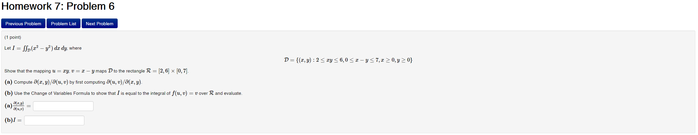 Solved Homework 7 Problem 6 Previous Problem Problem List